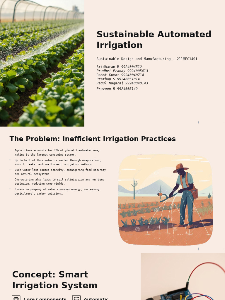 Smart Sustainable Irrigation System | PDF | Agriculture | Irrigation