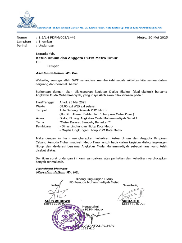 SURAT Undangan PCPM Timur | PDF