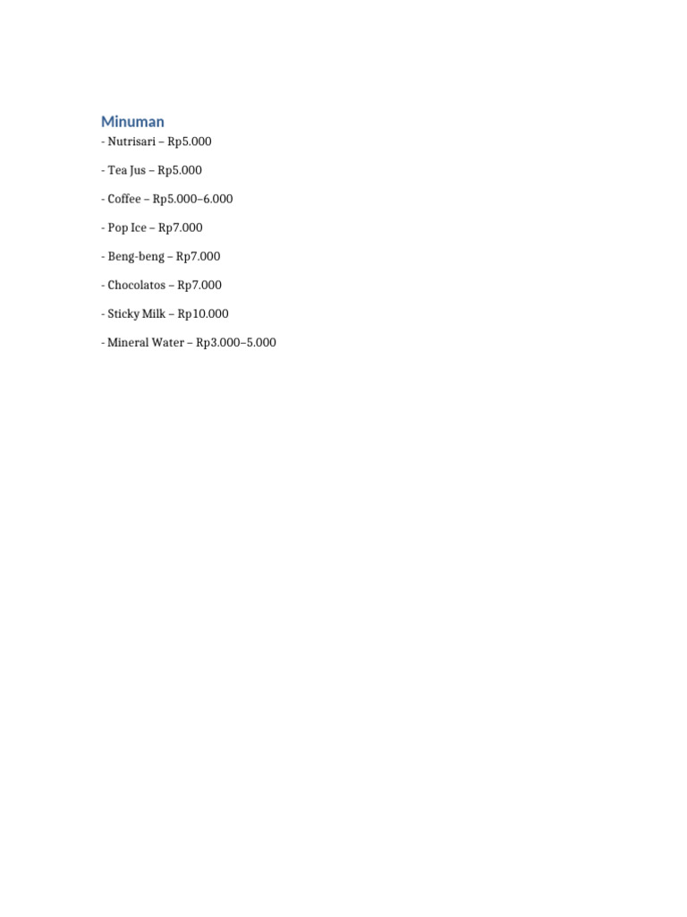 Daftar Minuman | PDF