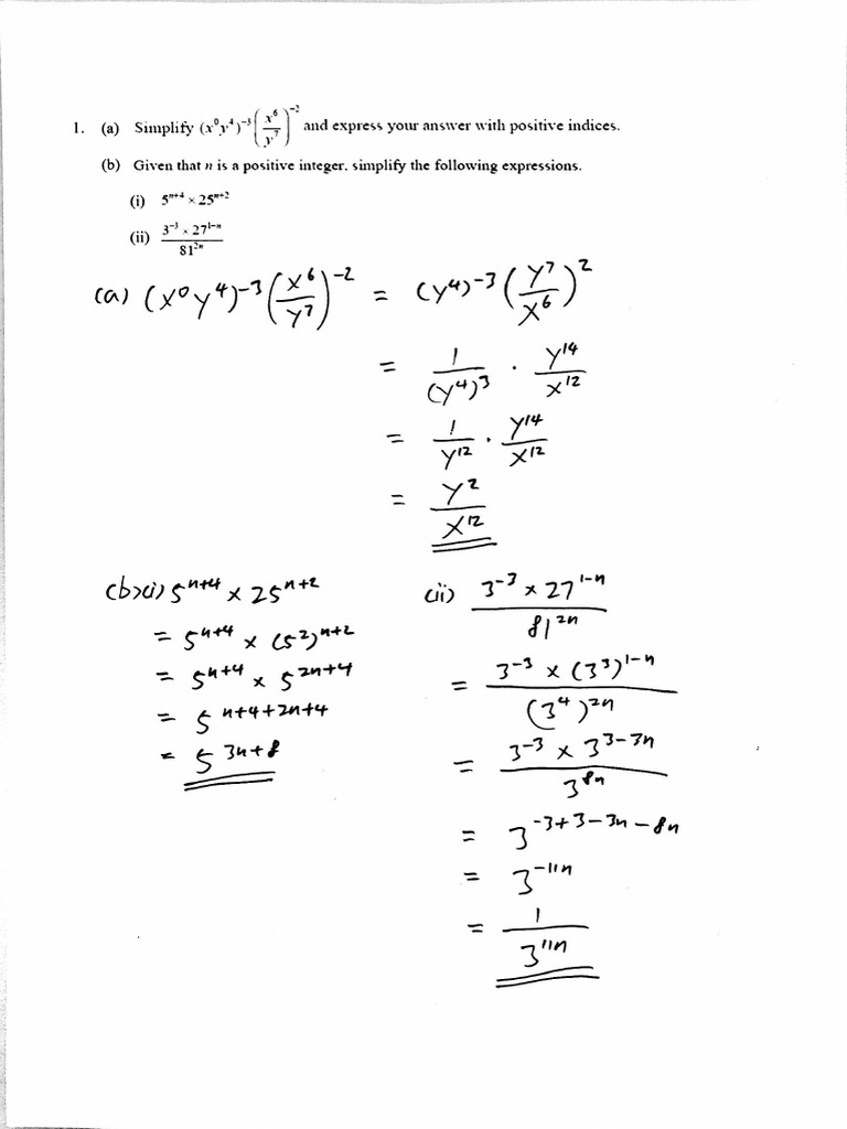 S2 Final Exam Paper 1 Mock Solution | PDF