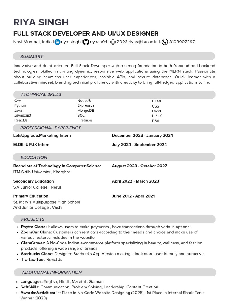 Riya New Resume | PDF