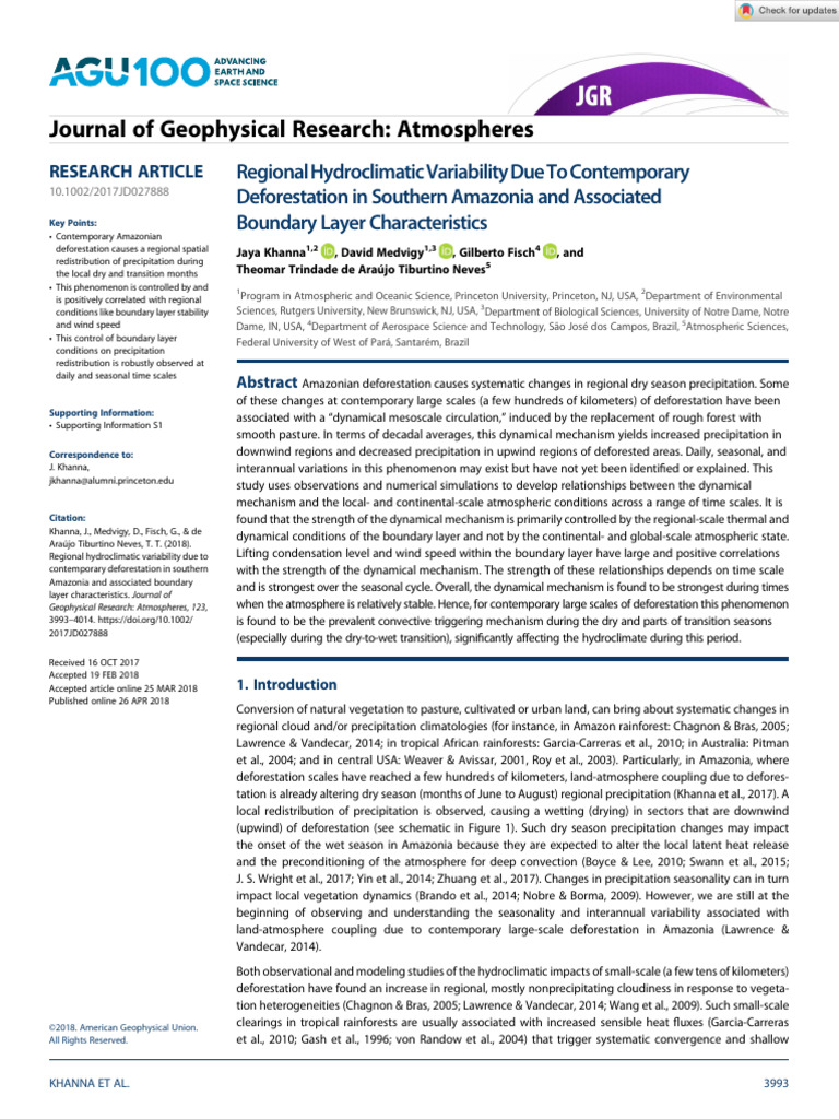 JGR Atmospheres - 2018 - Khanna - Regional Hydroclimatic Variability ...