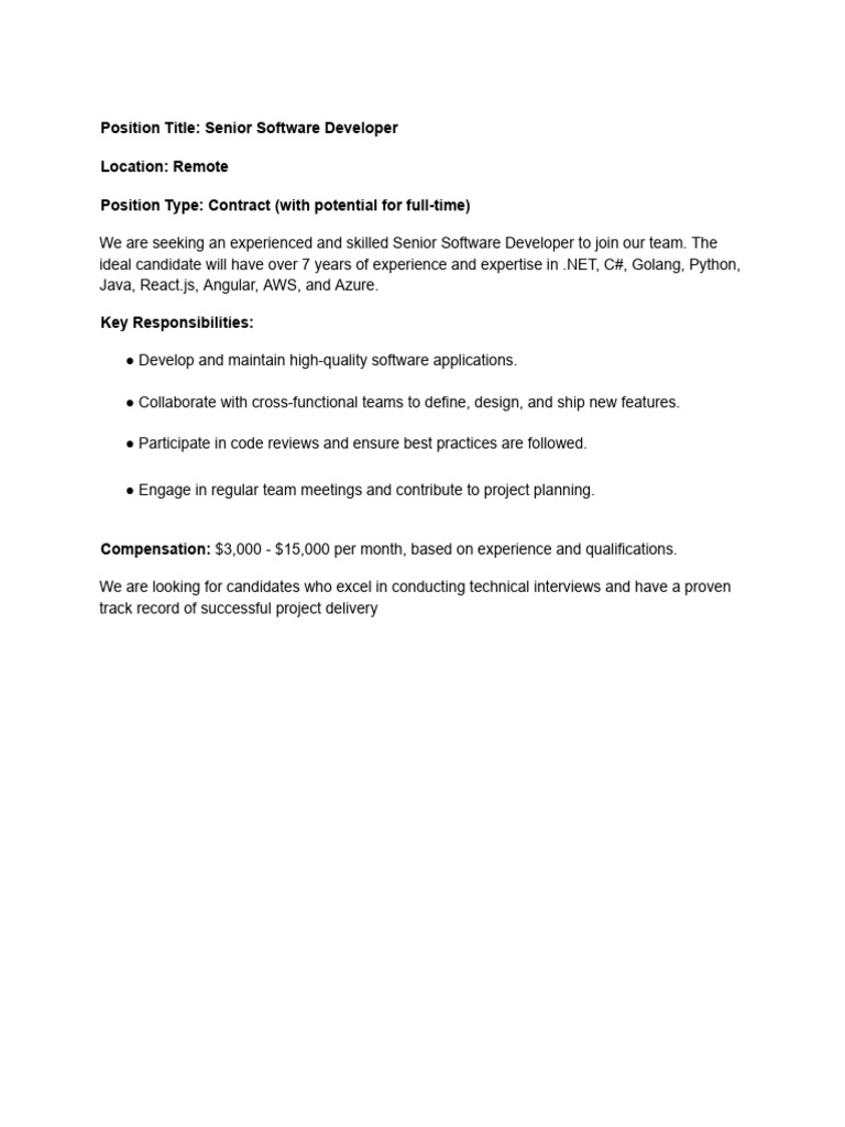 Software Developer Job Desc | PDF