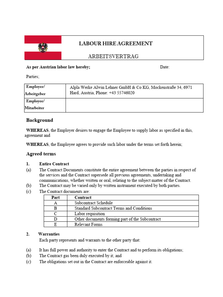 Labour Hire Contract | PDF