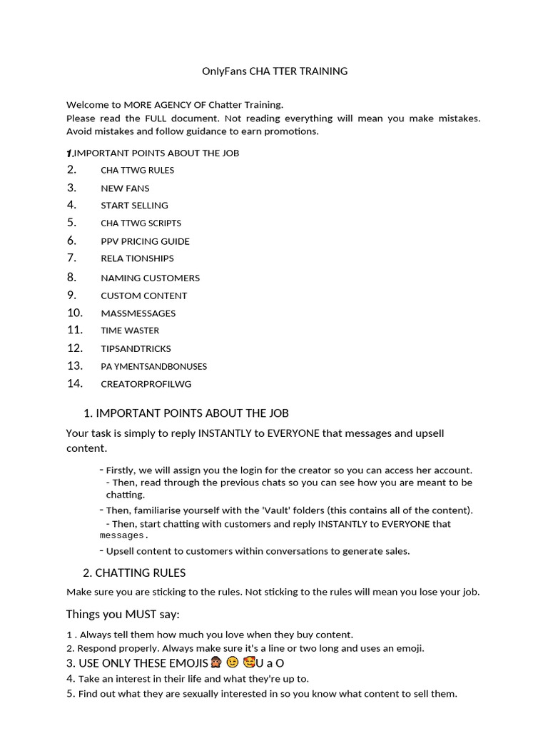 OnlyFans Chatter Training Guide | PDF