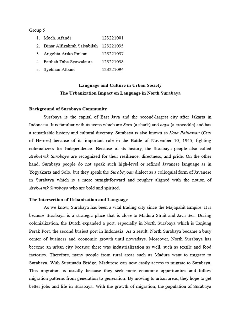 Group 5 - Assignment 2 - Language and Culture in Urban Society | PDF ...