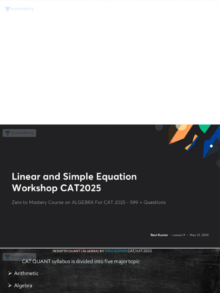 Linear and Simple Equation Workshop CAT2025 With Anno | PDF