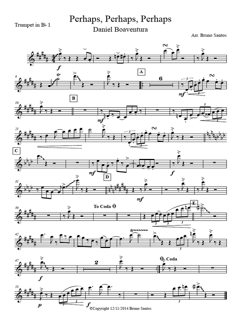 Perhaps F# - Trumpet in Bb 1 | PDF