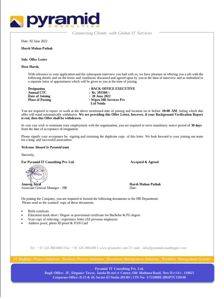 Dheeraj Offer Letter 1 | PDF | Salary | Labor