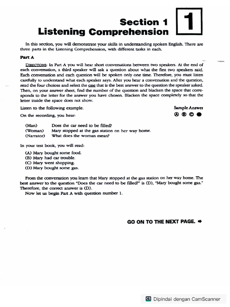 Test B Listening Comp Section | PDF