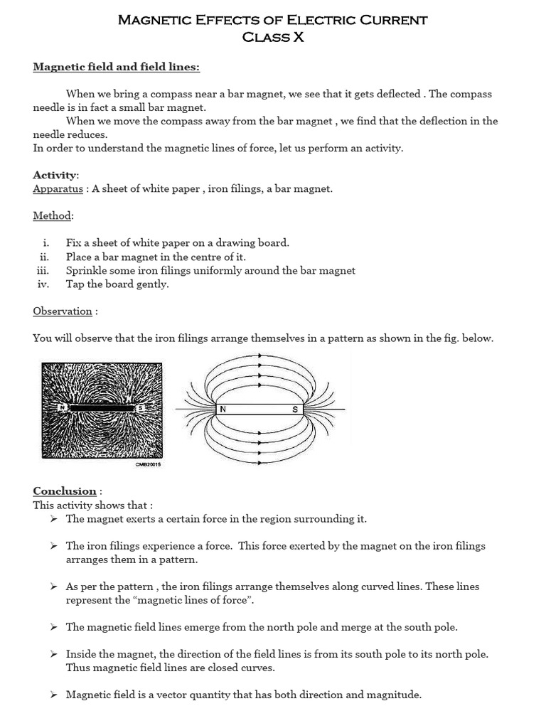 Magnetic Effects of Electric Current Notes | PDF | Magnetic Field | Magnet