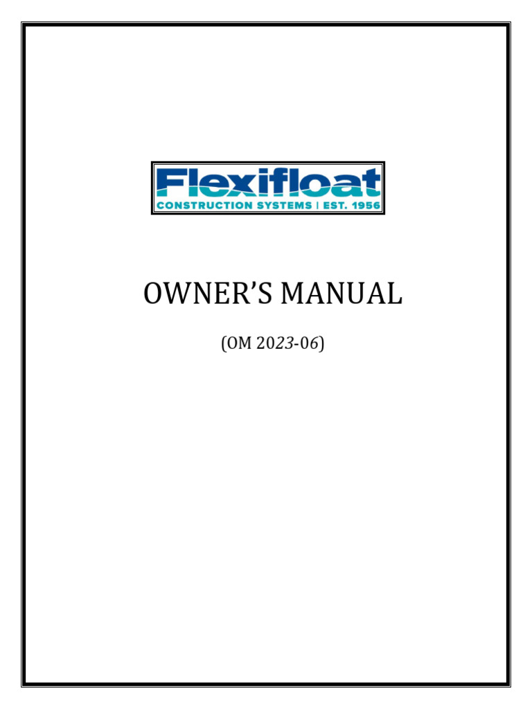 Flexifloat Equipment Owner's Manual 2023 | PDF | Truss | Crane (Machine)