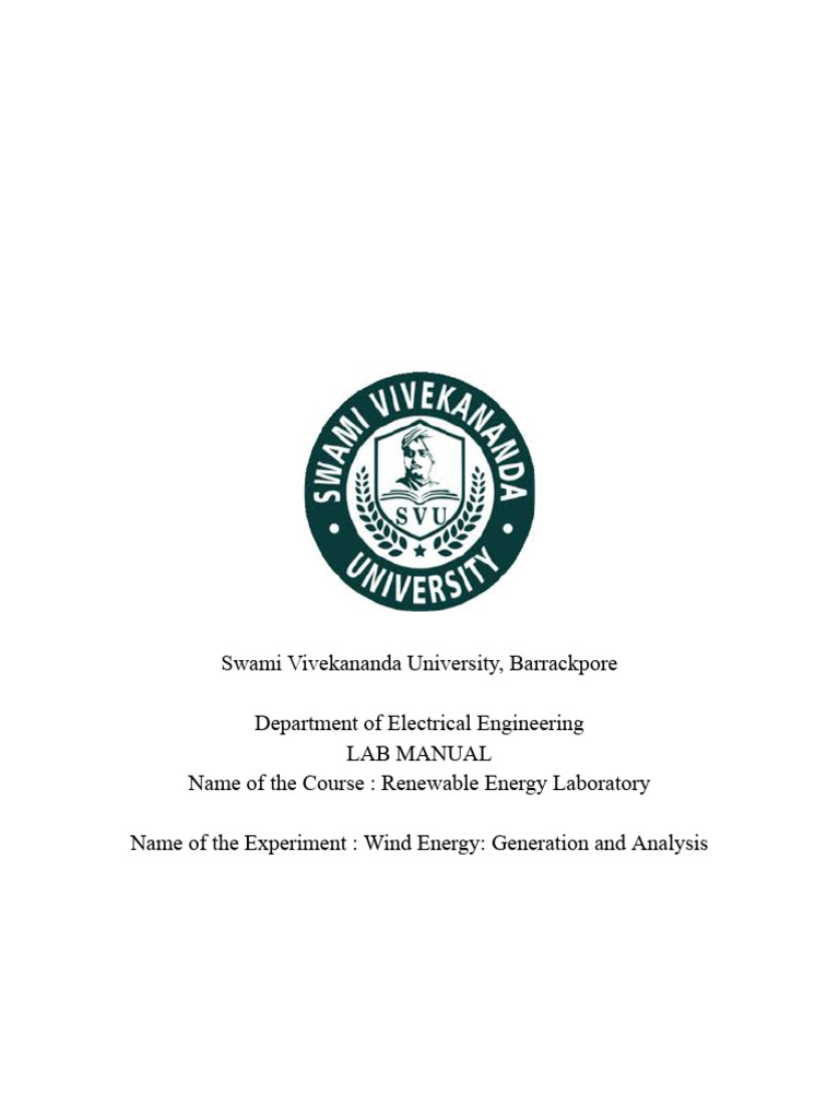 Wind Energy Generation Lab Manual | PDF | Wind Power | Electric Generator