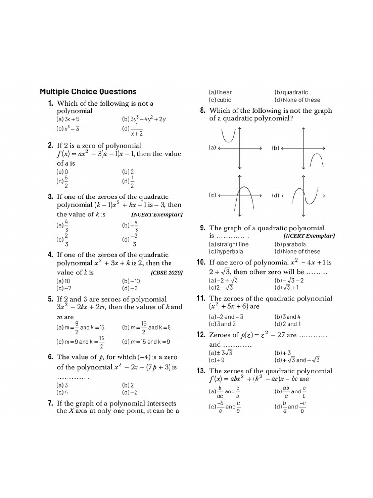 10 Math 02 Polynomials Obj | PDF | Zero Of A Function | Polynomial