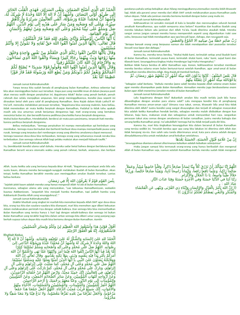 Khutbah Jum'at 4 Hal Yang Dipertanggung Jawabkan | PDF