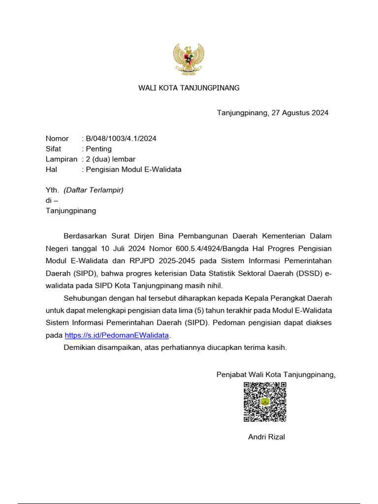 Pengisian Modul E-Walidata TTE | PDF
