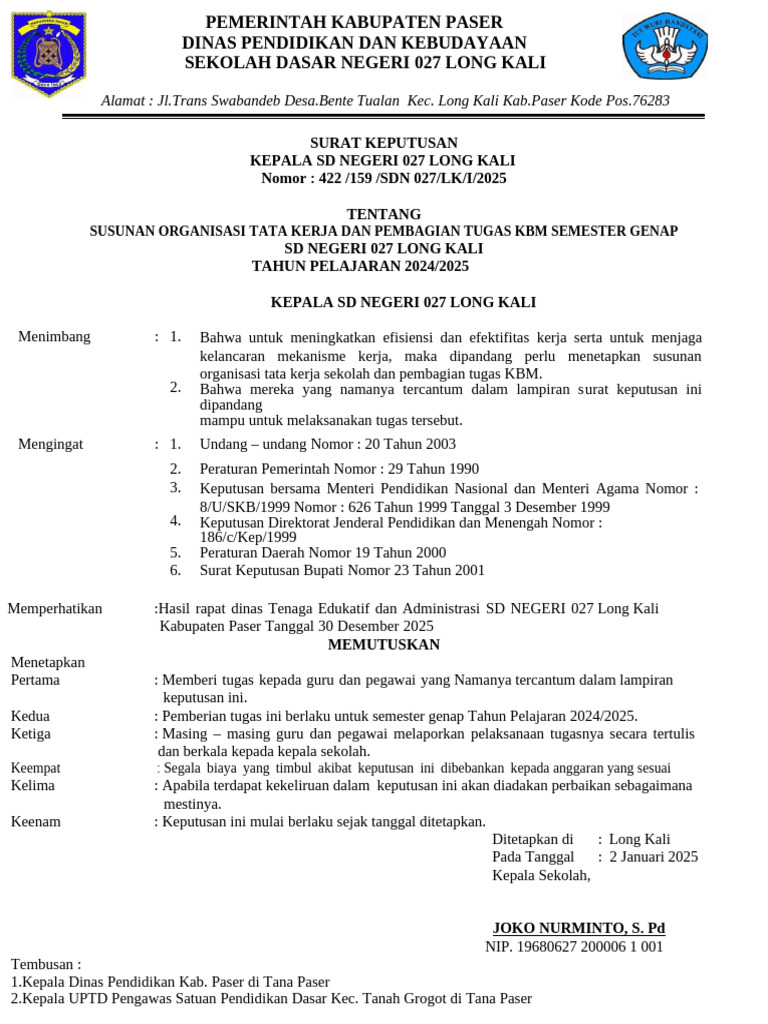 Sk.pembagian Tugas 2025 Genap | PDF