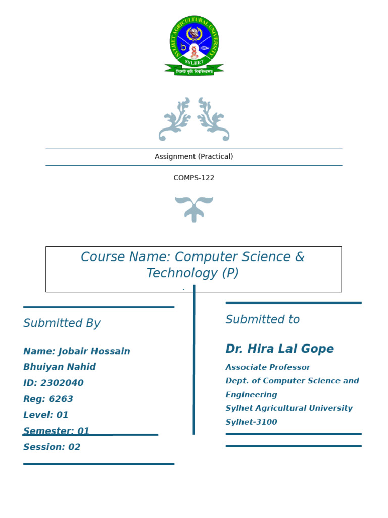 Assignment Practical Cover | PDF