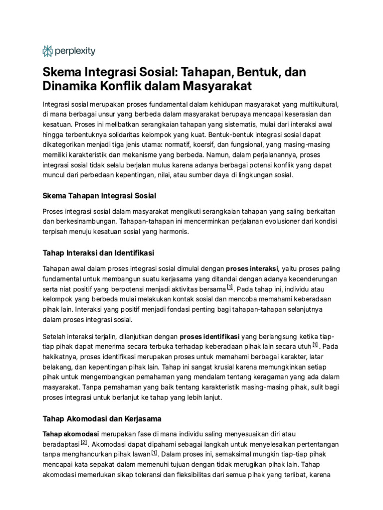 Skema Integrasi Sosial - Tahapan, Bentuk, Dan Dinam | PDF