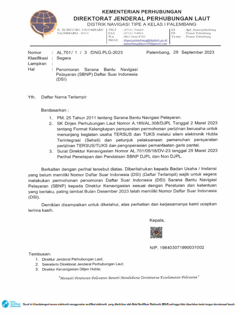 Penomoran Sarana Bantu Navigasi Pelayaran (SBNP) Daftar Suar Indonesia (DSI) | PDF