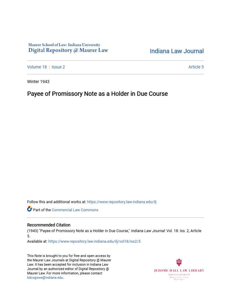 Payee as Holder in Due Course Explained | PDF | Promissory Note ...