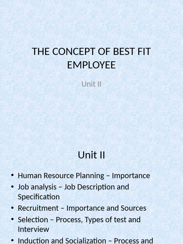 The Concept of Best Fit Employee | PDF | Recruitment | Human Resources