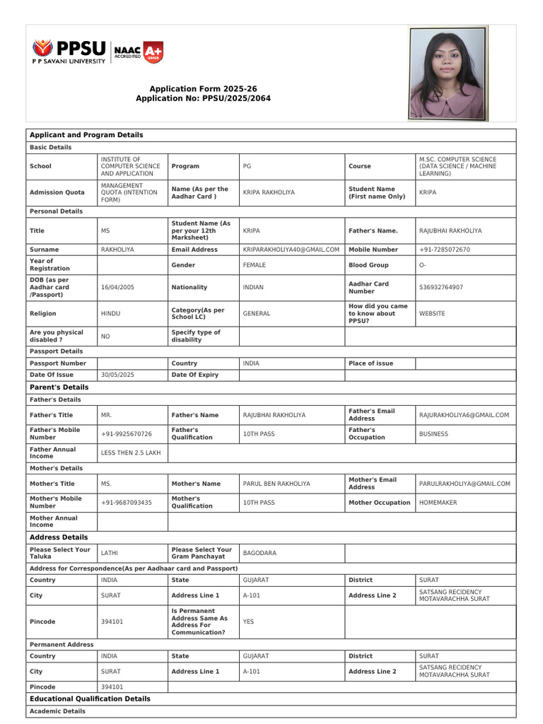 Application Form PPSU 2025 2064 2 | PDF