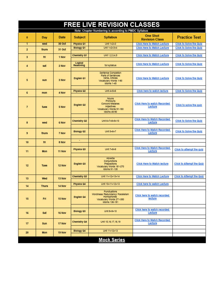 Free Live Revision Classes Schedule | PDF | English Language | Semantic ...