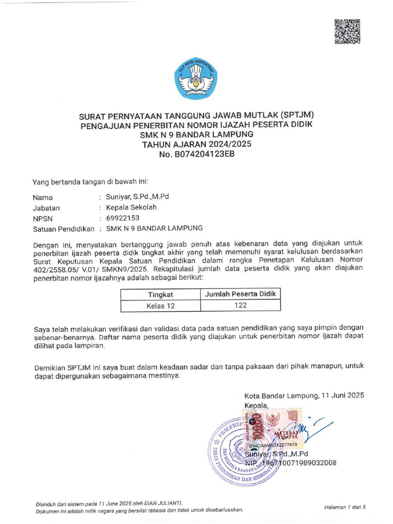 Sptjm Baru Lulus 12 Th 2025 001 | PDF