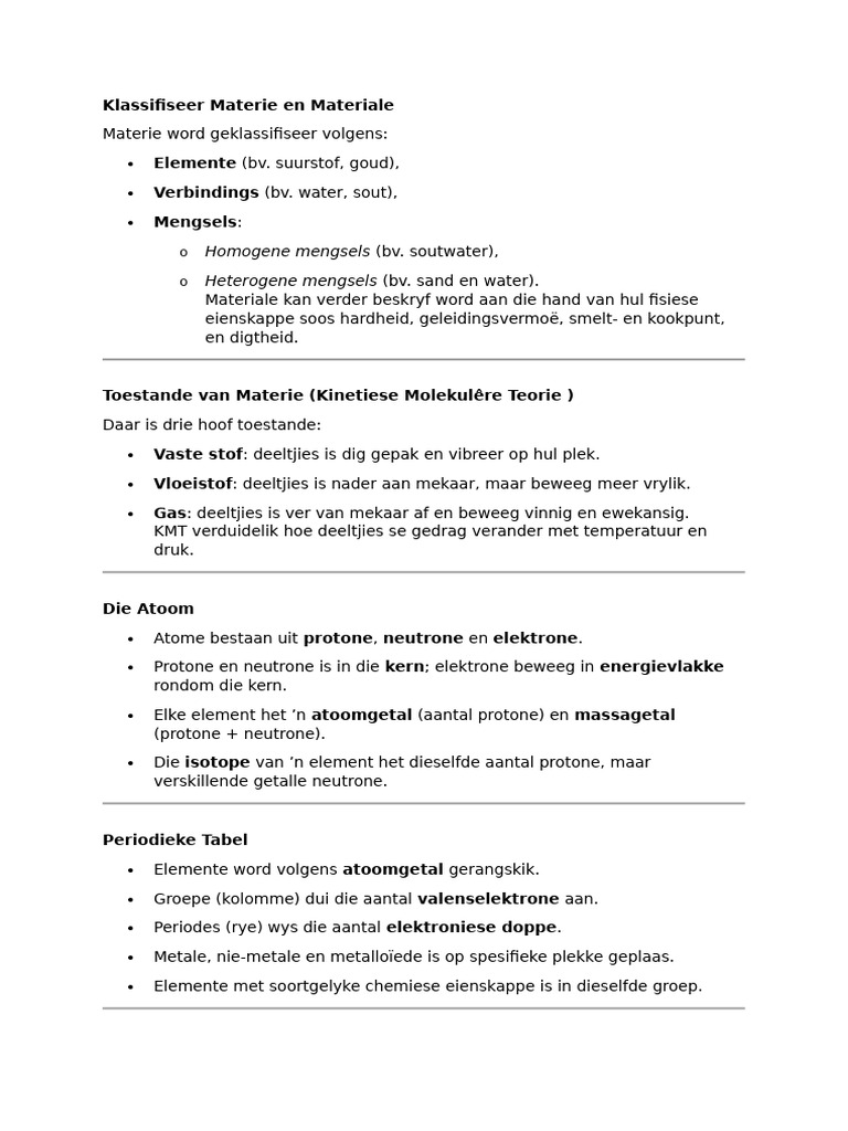 Klassifiseer Materie en Materiale | PDF