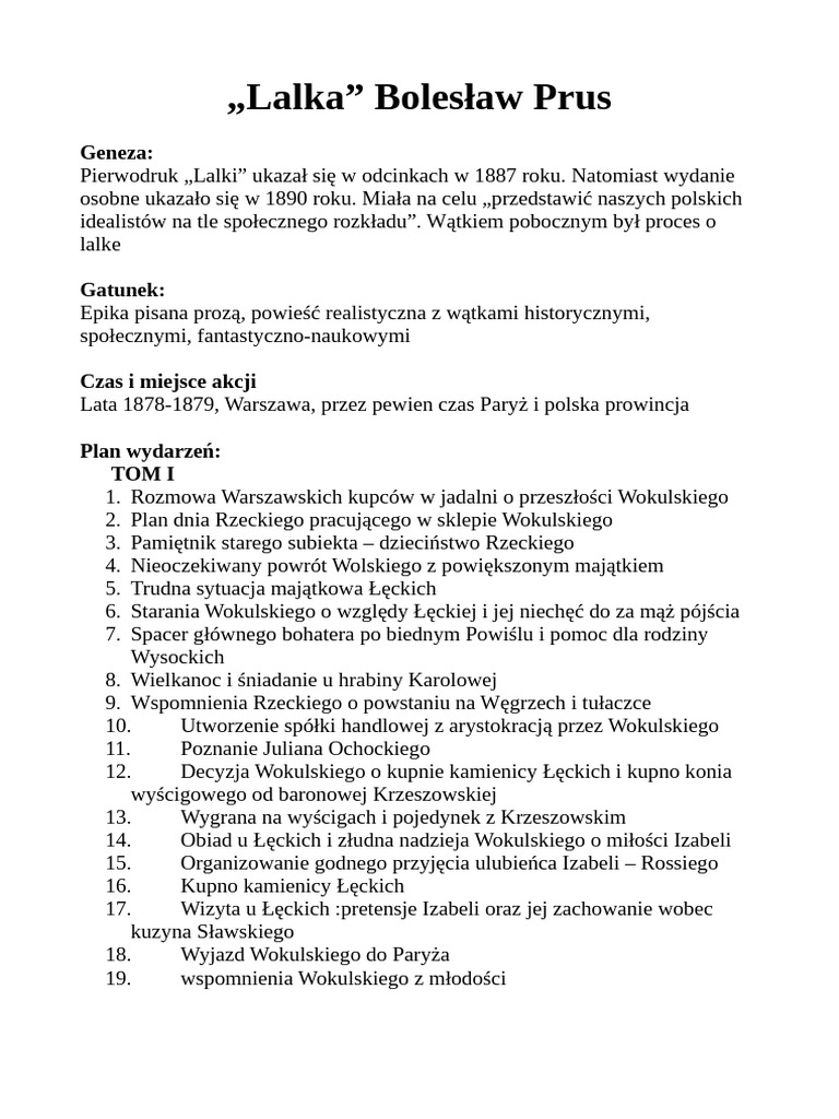 Lalka Bolesław Prus | PDF