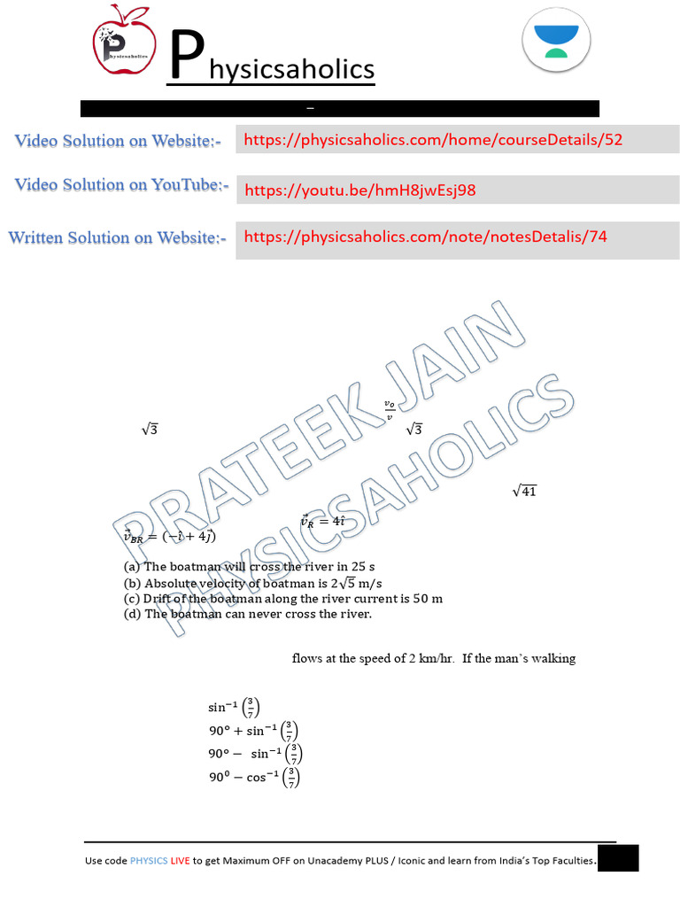 Uploads1654682979DPP-8 - (JEE Main & Adv.) Kinematics - Relative Motion (River-Boat Problems ...