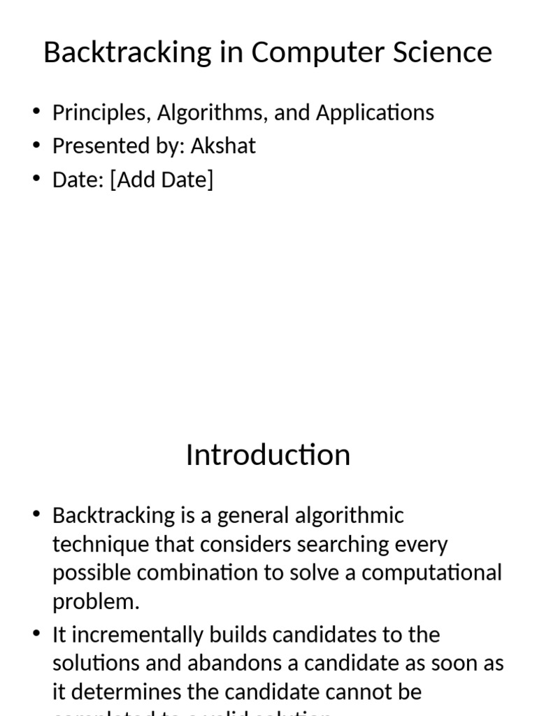 Advantages of Backtracking in CS | PDF | Applied Mathematics | Algorithms