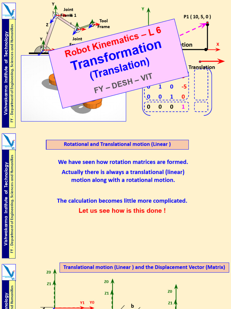 Robot Kinematics - Lecture 6 | PDF | Rotation | Linear Map