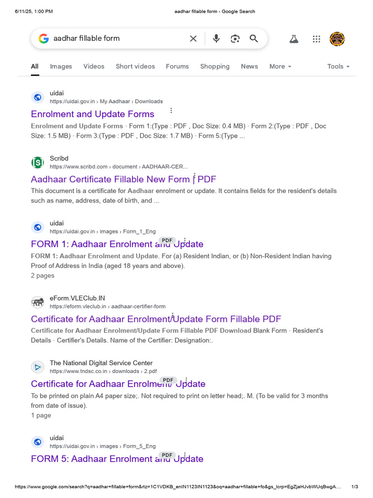 aadhar fillable form - Google Search | PDF | Computing