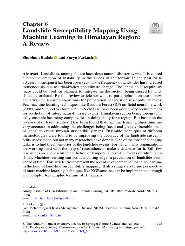 Badola - LSM Using ML in Himalaya | PDF | Landslide | Machine Learning