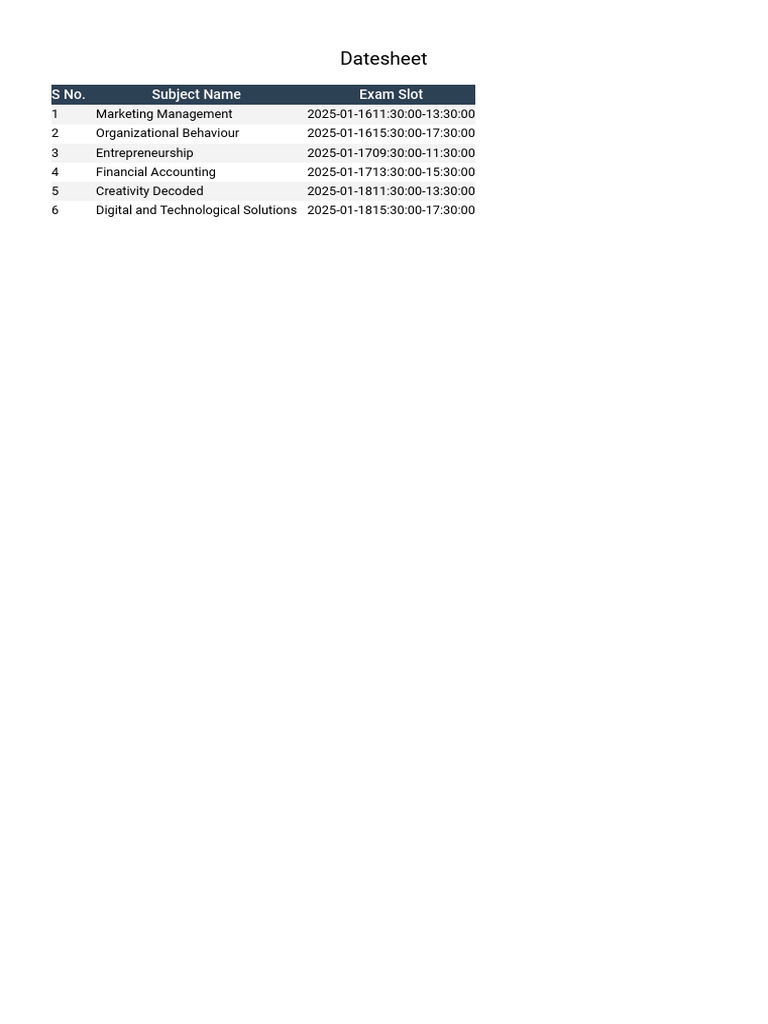 2025 Exam Schedule for Business Subjects | PDF