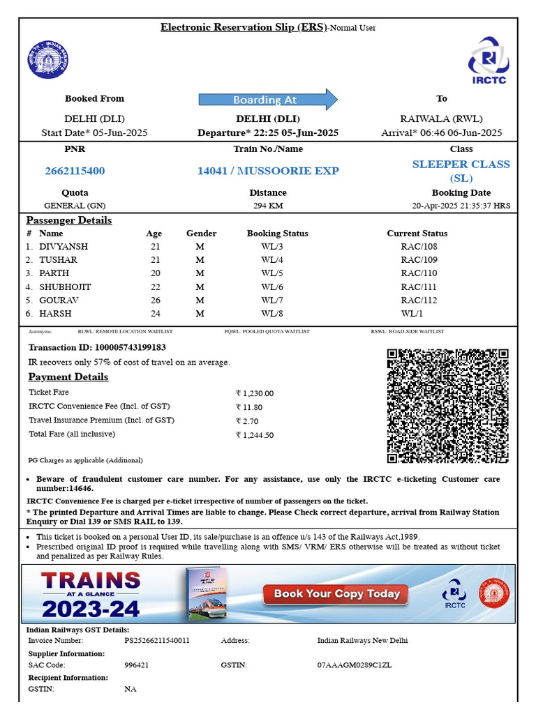 Rishikesh Camp Tickets DTU 2 | PDF | Identity Document | Payments