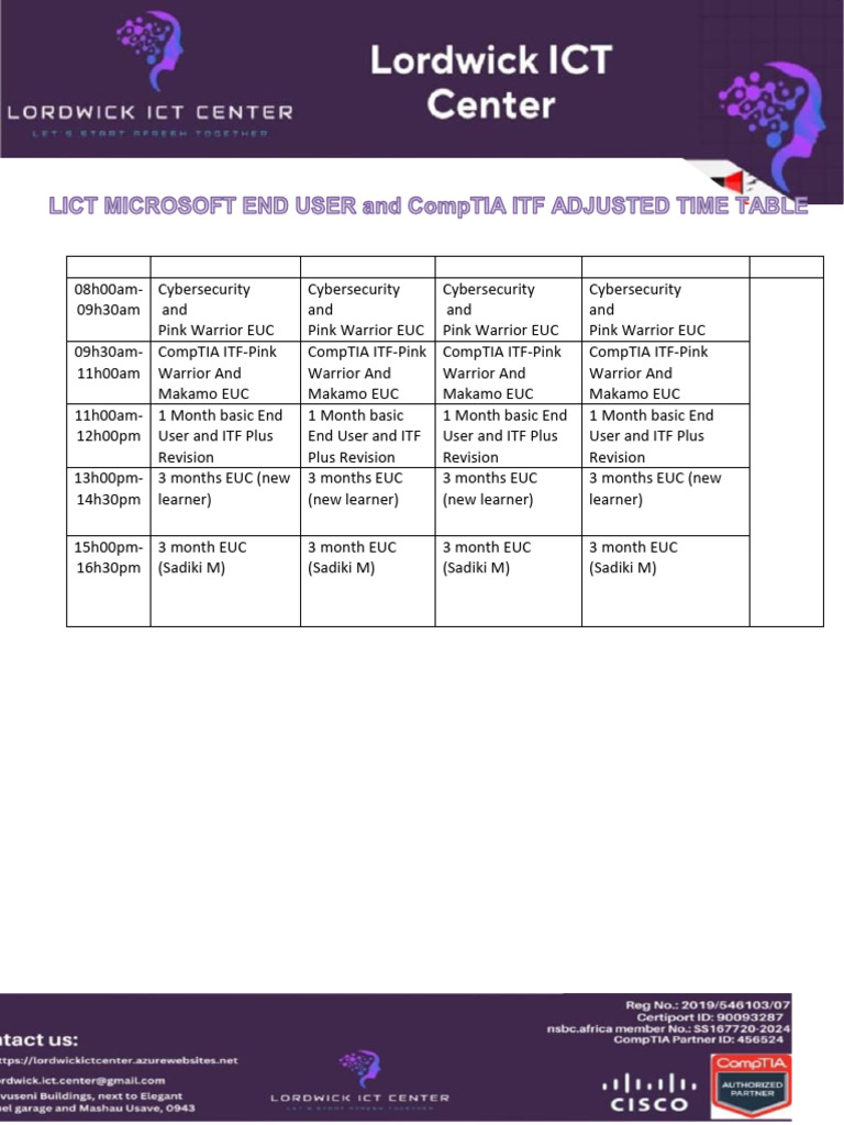 LICT Adjusted Time Table | PDF
