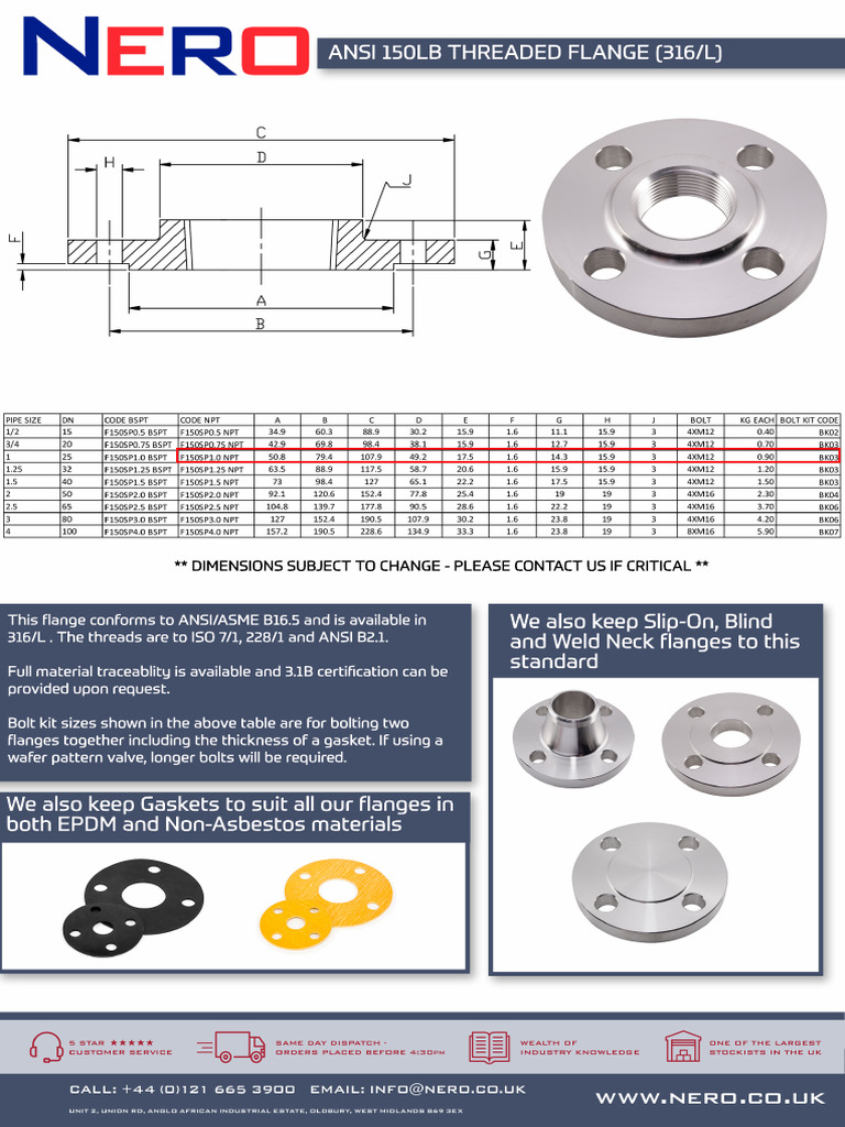 150lb Threaded Flange BSPT - NPT | PDF | Plumbing | Machining