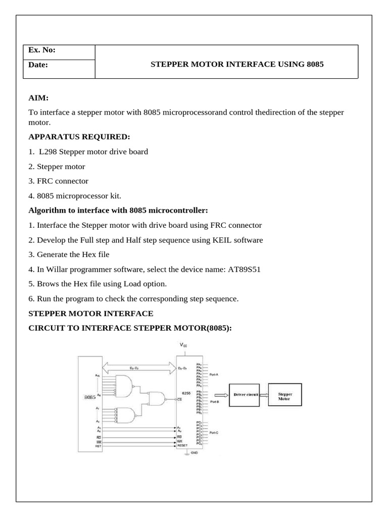 Stepper Motor Interface Using 8085 | PDF | Assembly Language | Software Engineering