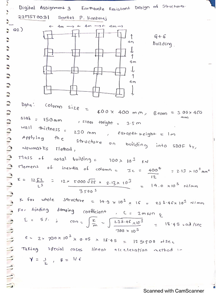 22MST0031 Digital Assignment 3 Earthquake Engineering | PDF