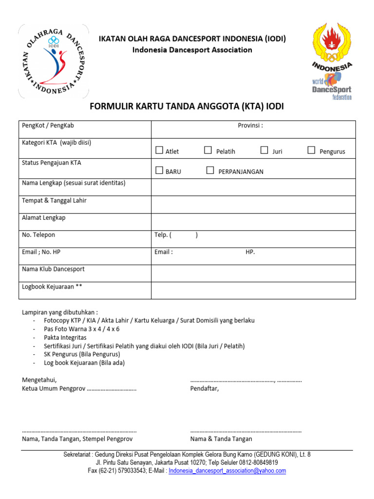 Revisi - FORMULIR PENDAFTARAN KTA | PDF