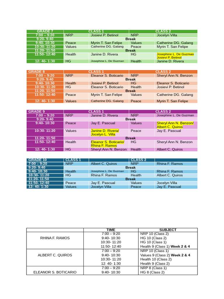 Updated Catch Up Friday Sched | PDF