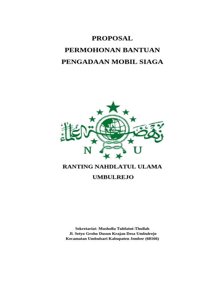 Permohonan Mobil Siaga NU Umbulrejo | PDF