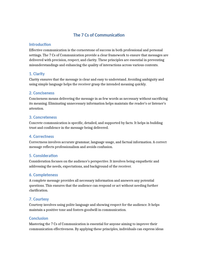 Mastering the 7 Cs of Communication | PDF