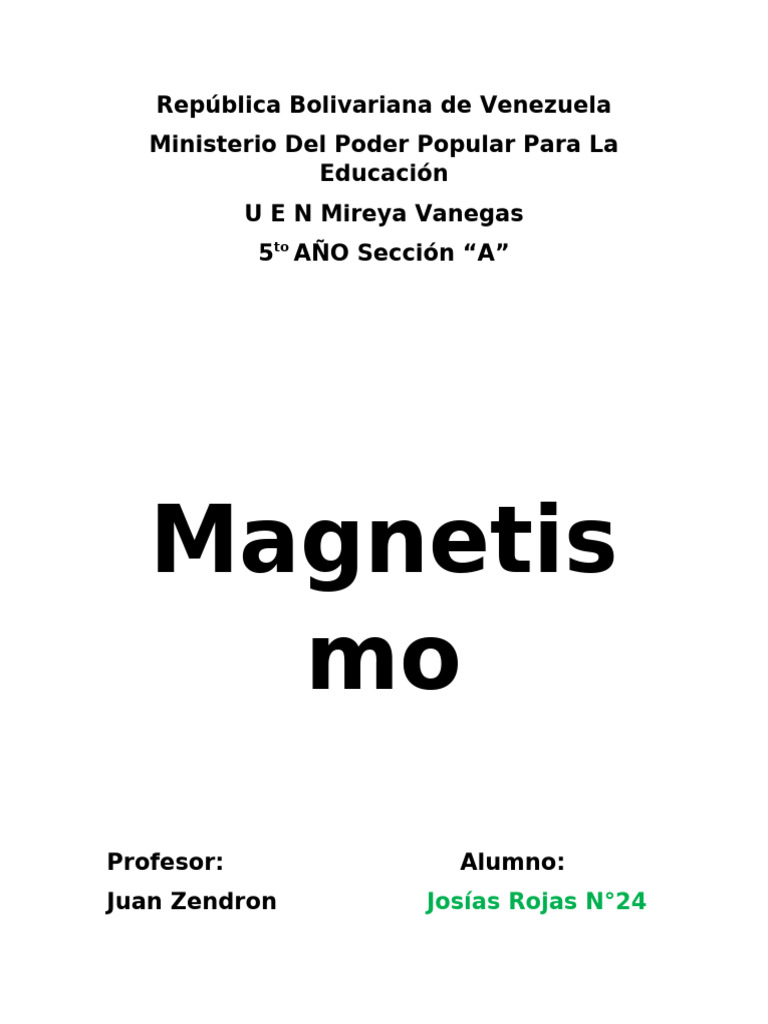 Trabajo El Magnetismo Completo | PDF | Campo magnético | Imán