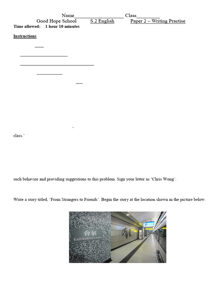 S.2 English Writing Practice Exercise | PDF
