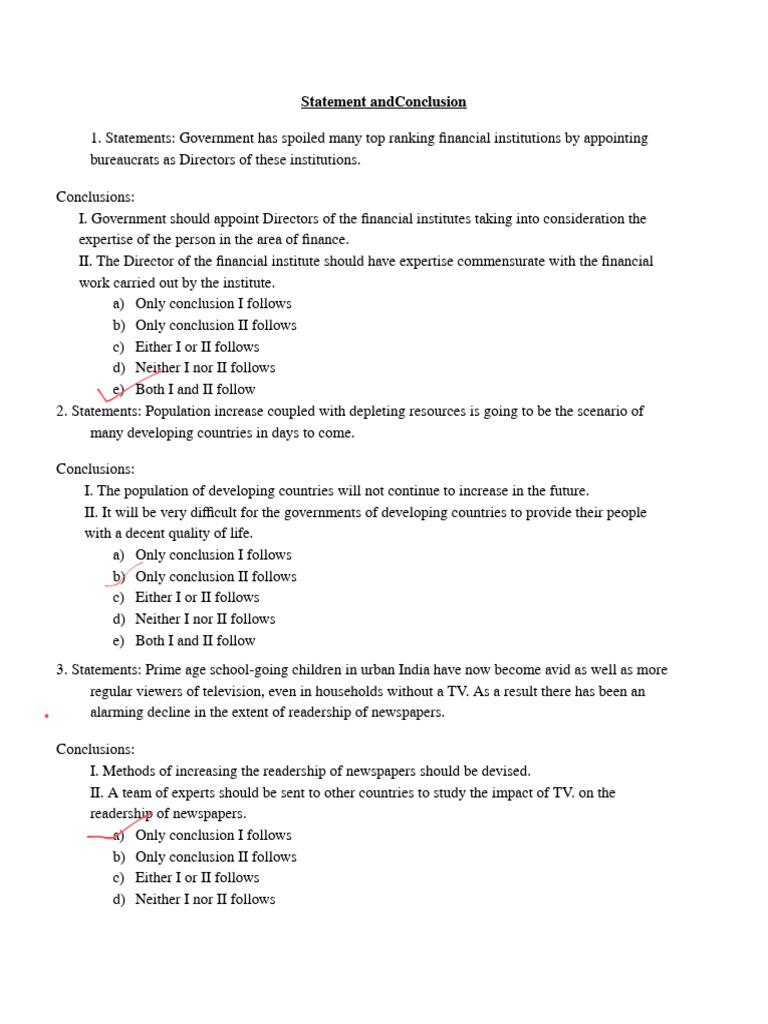 Statement and Conclusion | PDF | Economies