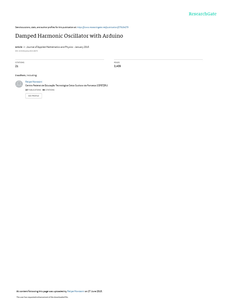 Damped Harmonic Oscillator | PDF | Arduino